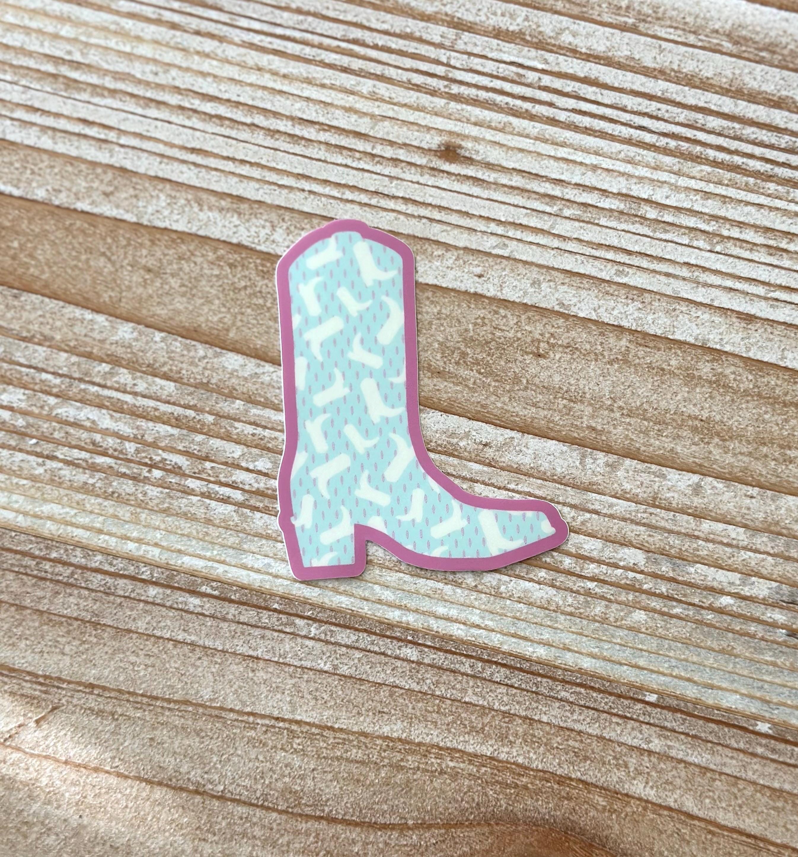 Cute Boot Sticker With Western Elements in Pink and Teal - Etsy