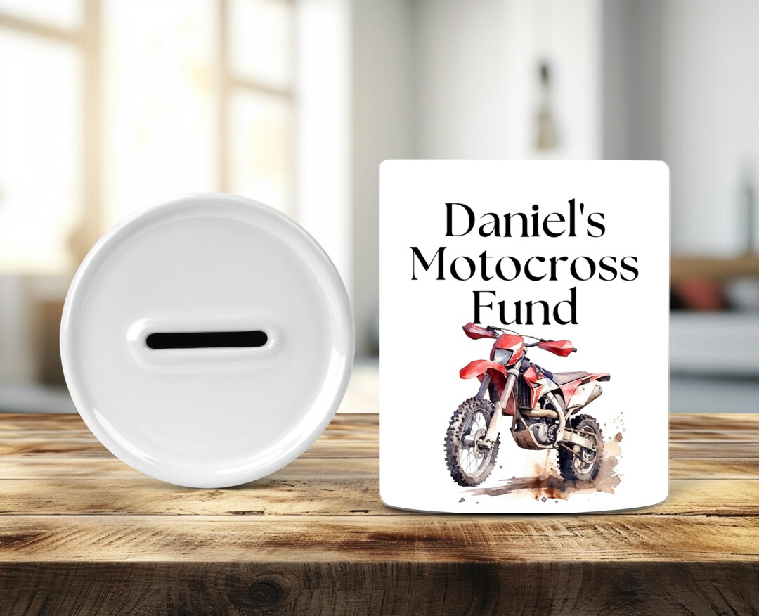Motocross Money Box, Personalised Money Box, Gift for Motocross Lovers ...