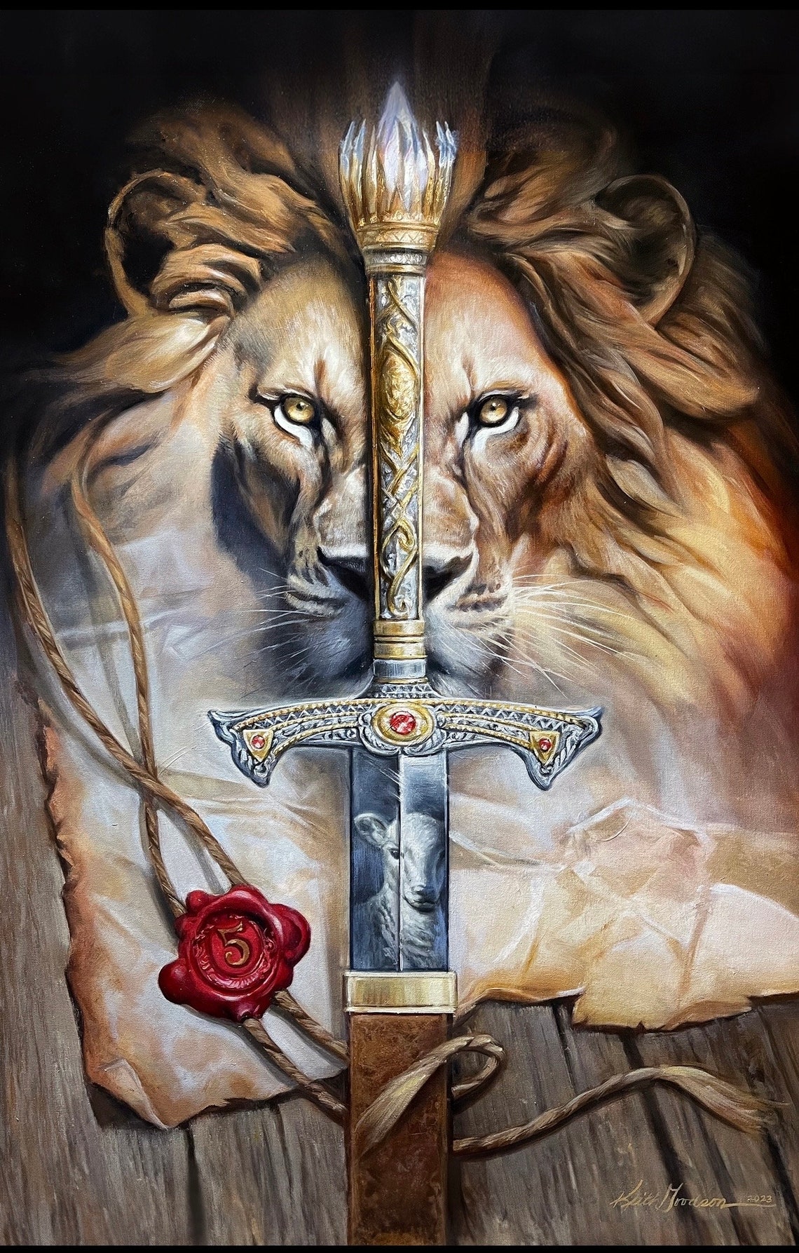 Revelations 5:5 20"x28" Print. Wall Art, Lion, and Sword Print - Etsy