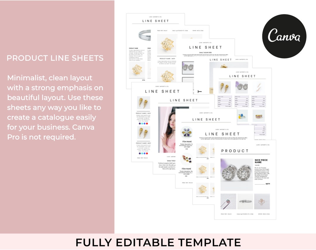 Fully Editable Canva Line Sheet Templates for Businesses, Canva ...