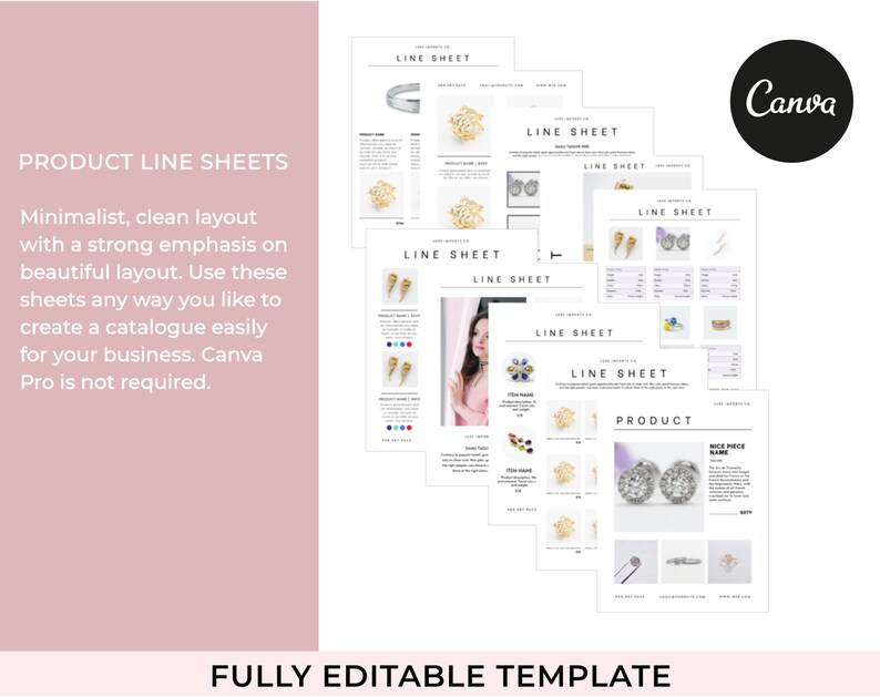 Fully Editable Canva Line Sheet Templates for Businesses, Canva ...