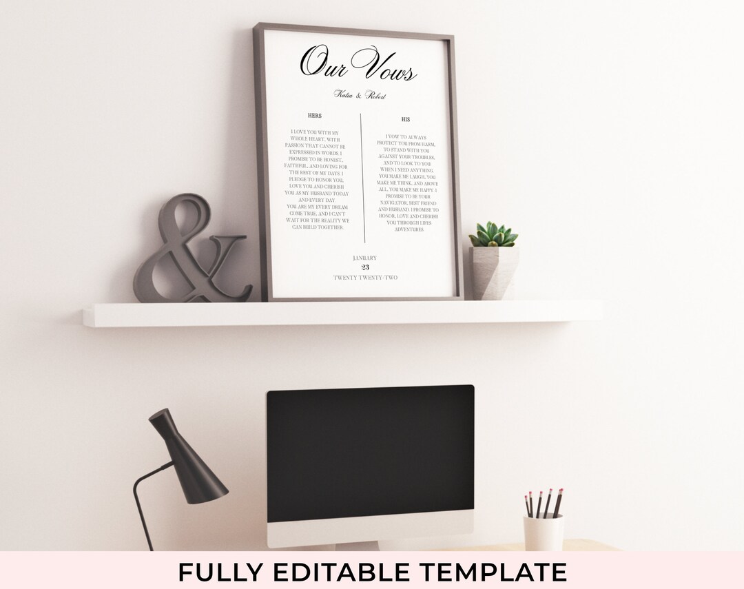 Our Vows Poster Vows Wall Art Print Minimalist Wall Art - Etsy
