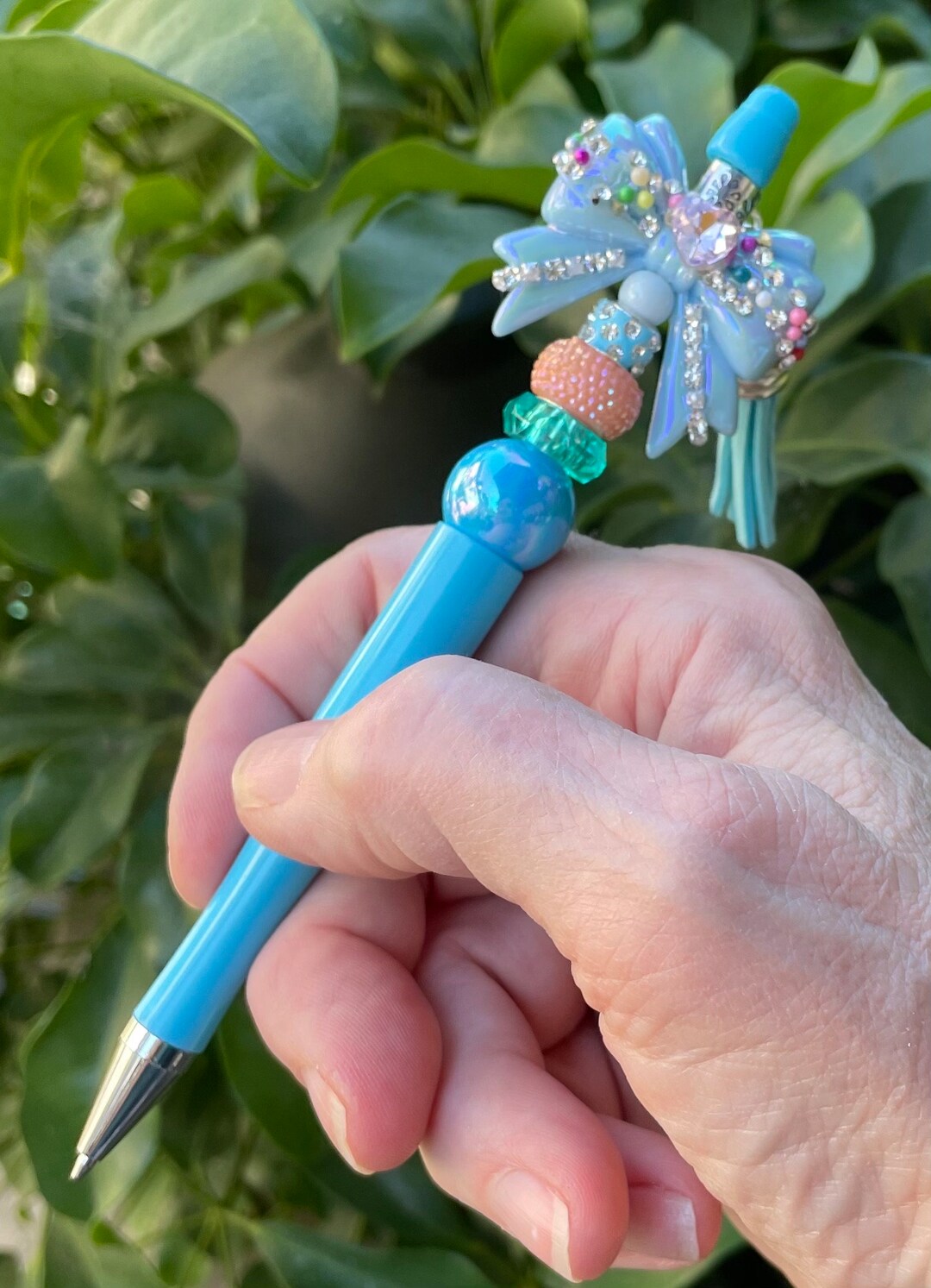 Fancy Blue and Pink Bow Bling Pen - Etsy