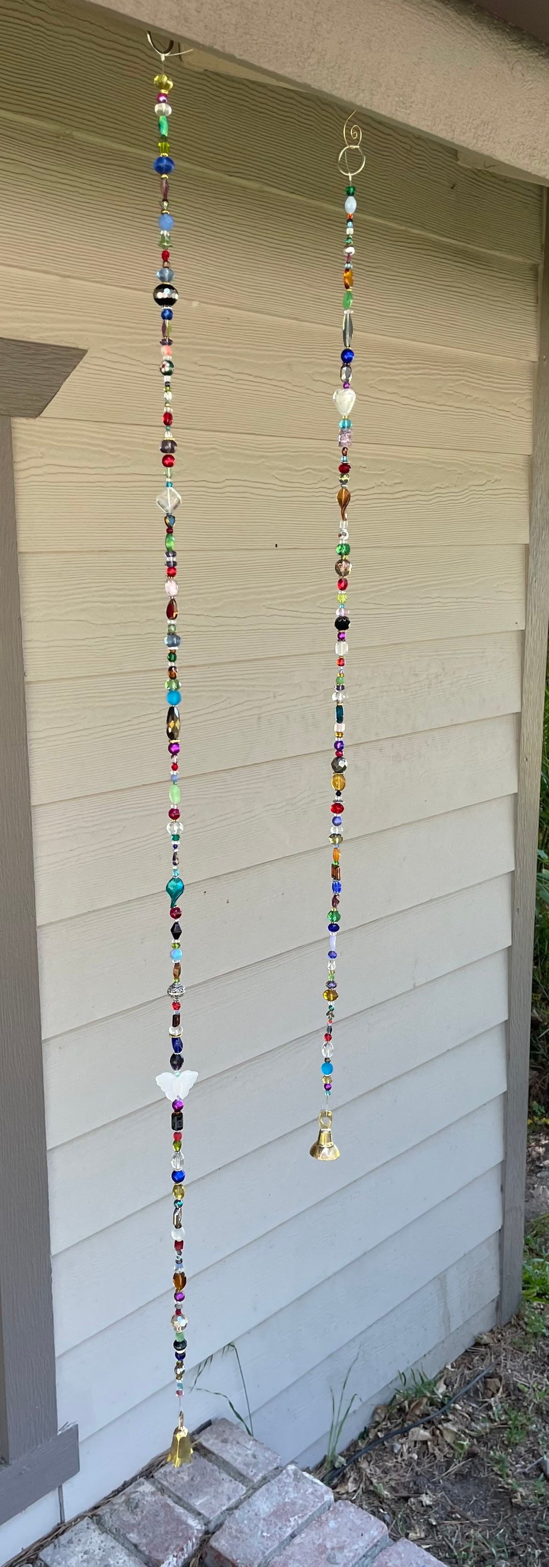 Sparkly Decorative Glass Beaded Strands With Brass Bell - Etsy