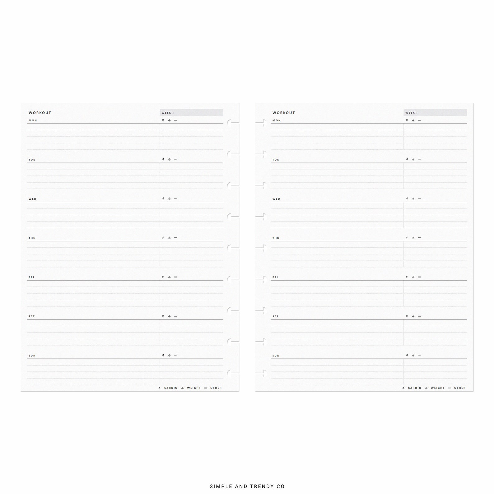 Workout Tracker Happy Planner Classic Printable Weekly - Etsy