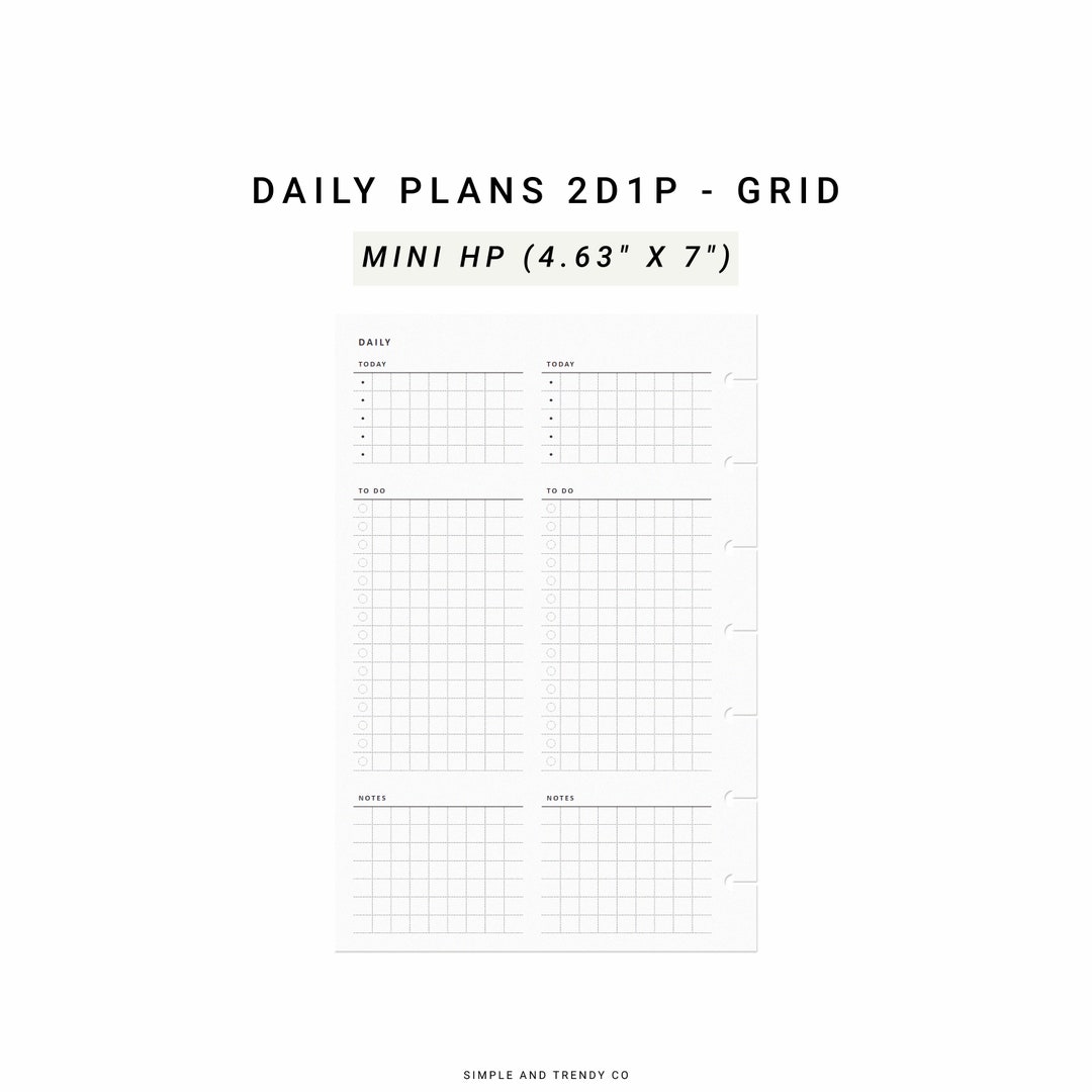 Daily 2 Days on 1 Page Happy Planner Mini, Daily to Do List, Day ...