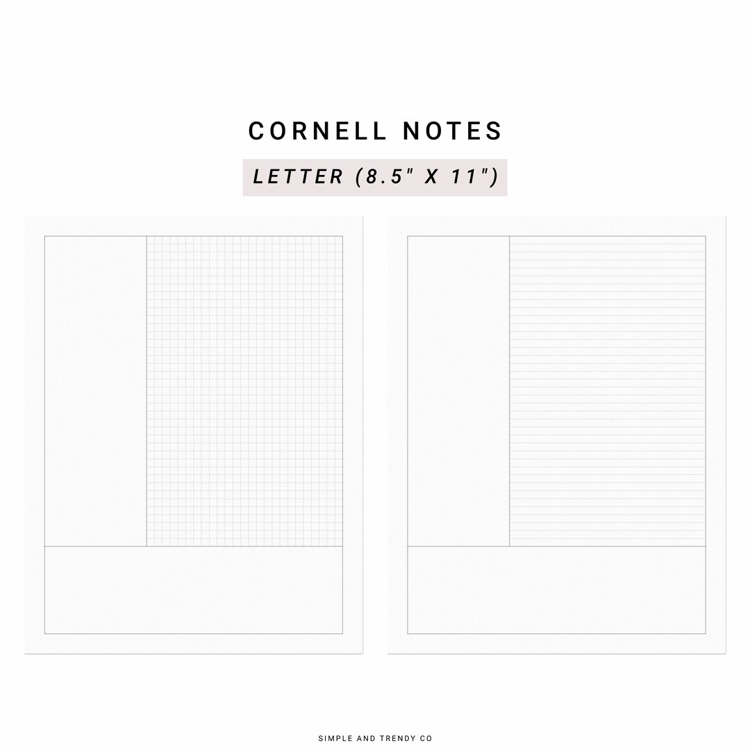Cornell Notes Printable Notes Set US Letter Size Cornell - Etsy