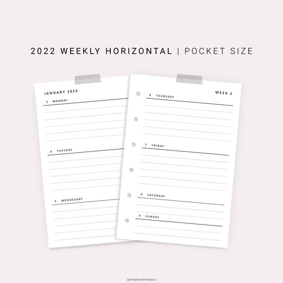 2022 Dated Weekly Agenda Weekly Planner Lined Printable | Etsy