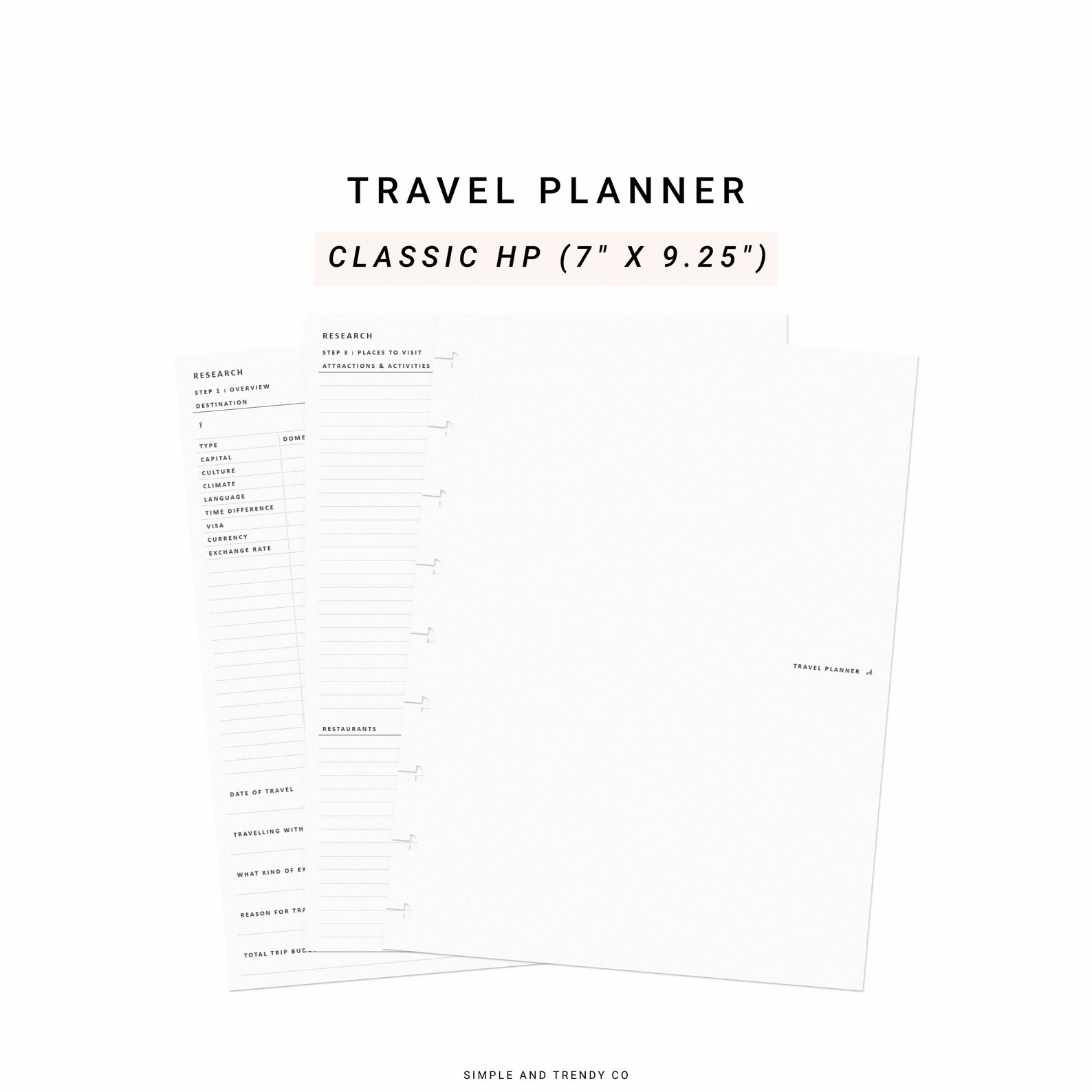 Travel Planner Printable Happy Planner Classic Family - Etsy
