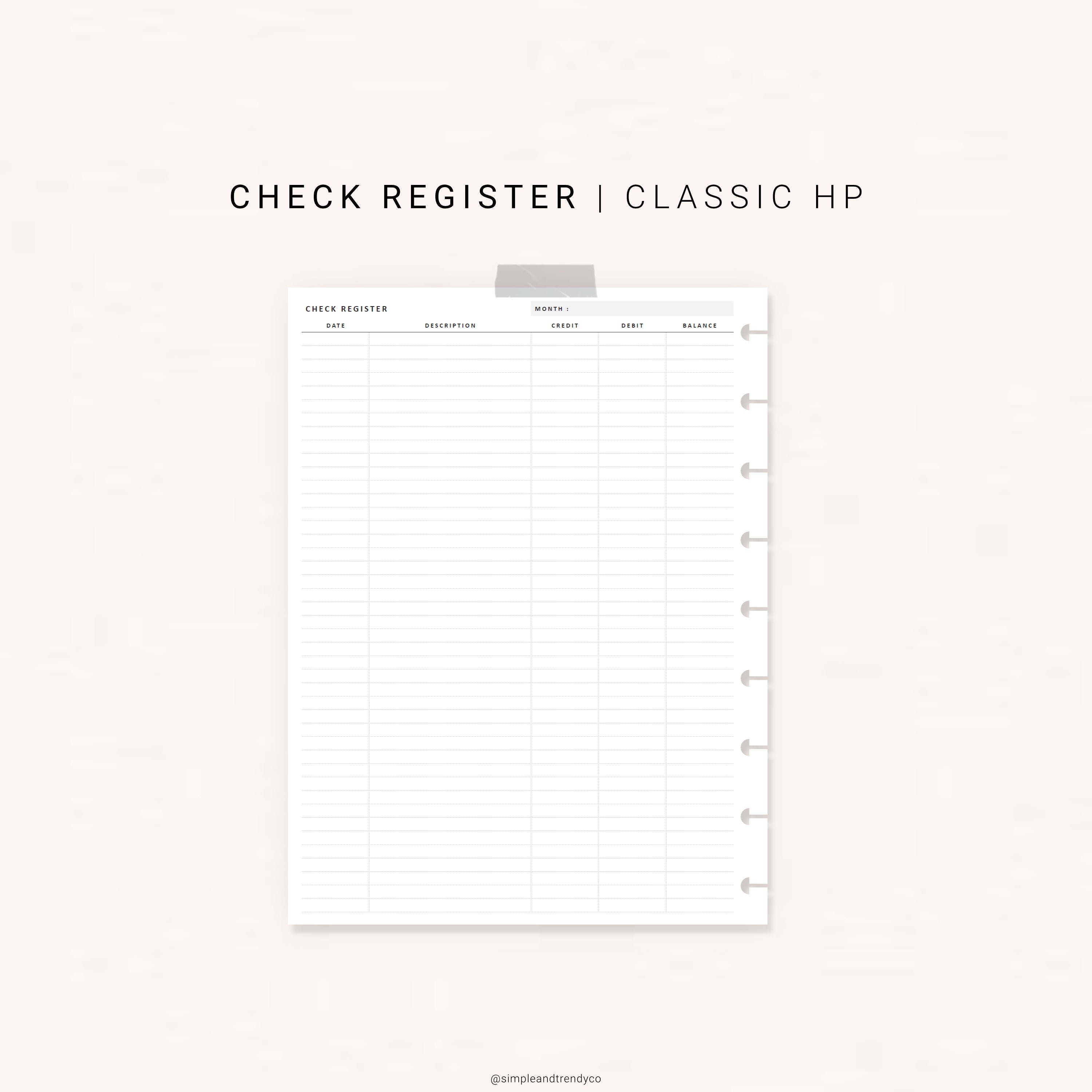 Checking Register Happy Planner Classic Checkbook Register | Etsy