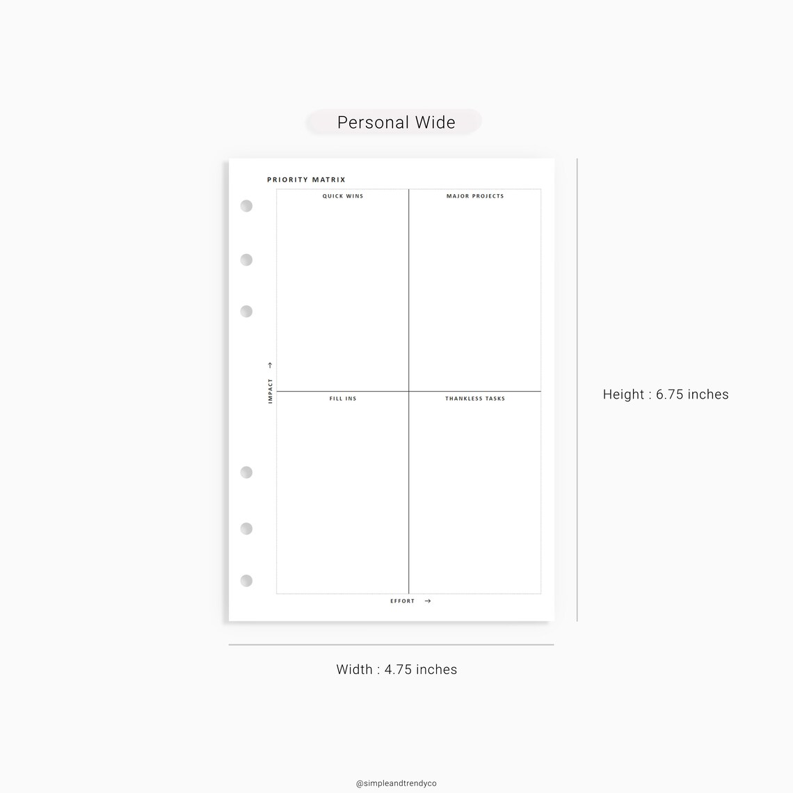 Action Priority Matrix Quick Wins Major Projects Fill Ins | Etsy
