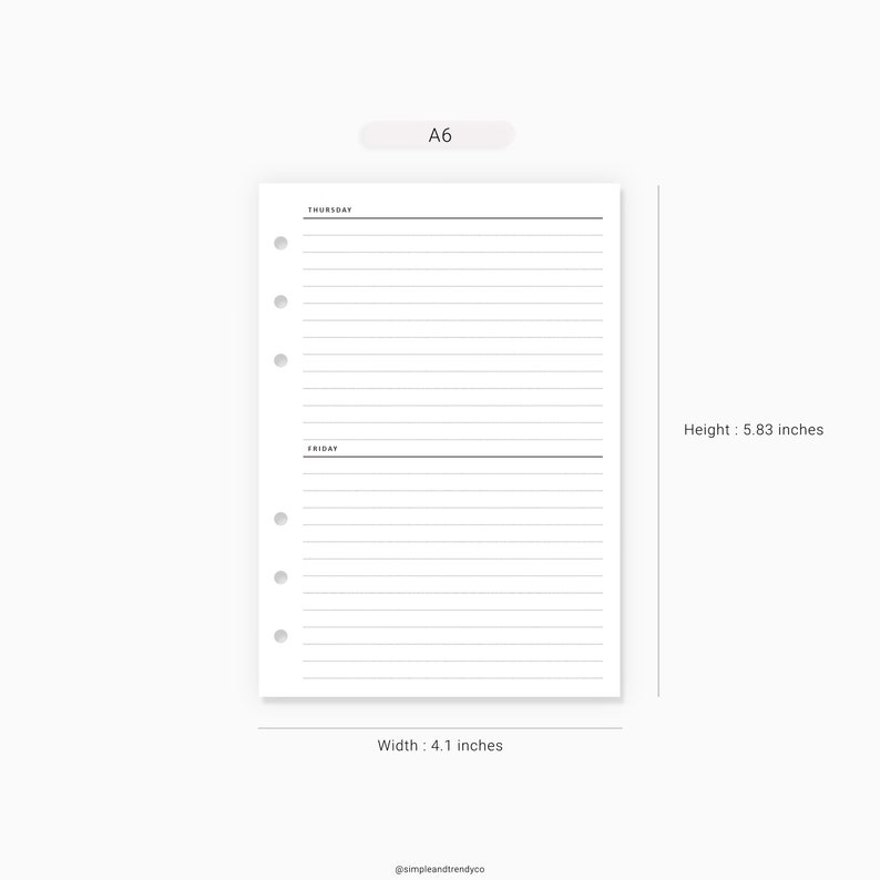 Undated Weekly Planner Printable A6 Inserts Weekly Schedule | Etsy