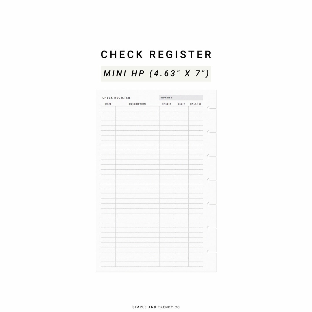 Checking Register Happy Planner Mini, Checkbook Register, Printable ...