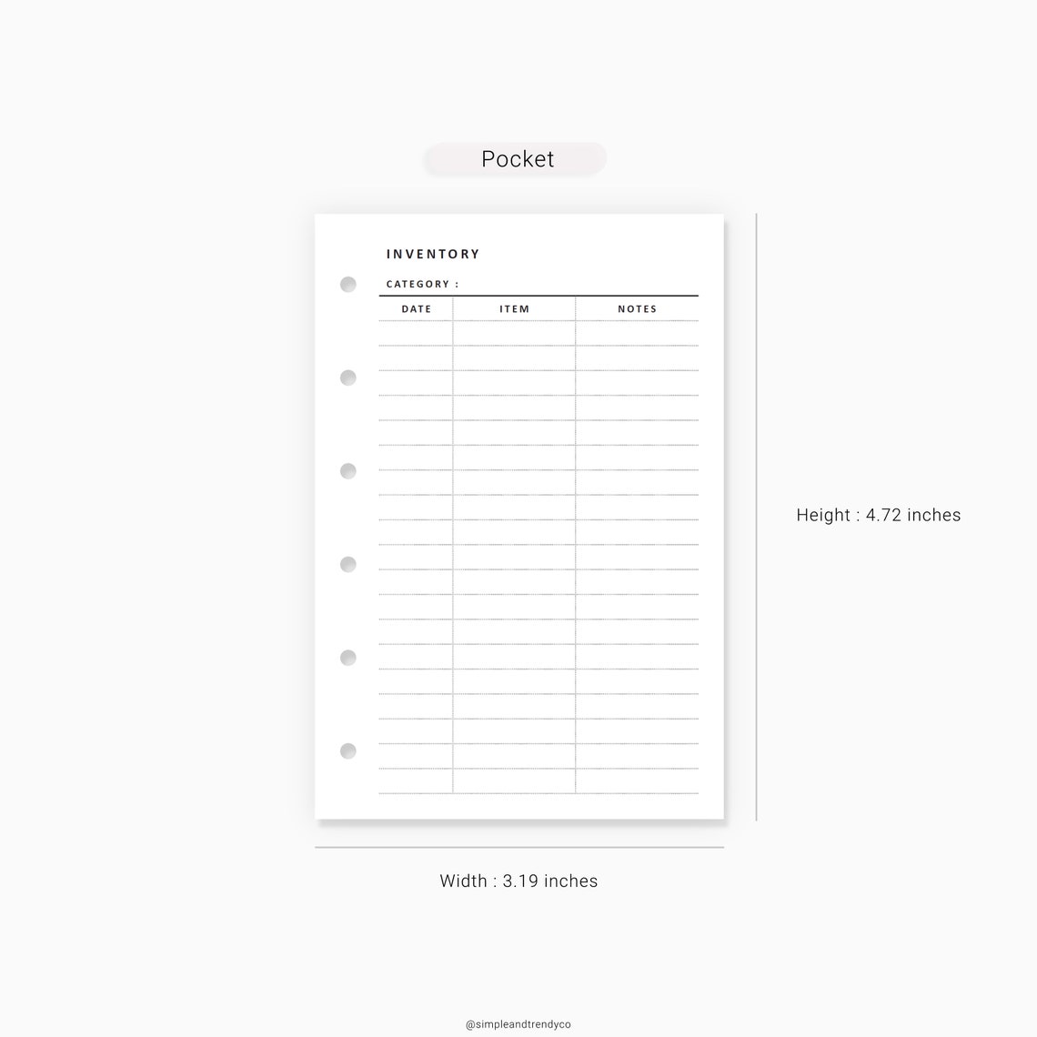 Inventory Tracker Printable Pocket Size Inventory List | Etsy