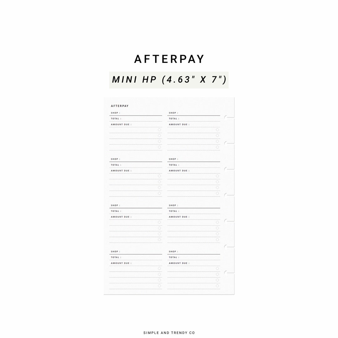 Afterpay Tracker Happy Planner Mini, Printable Afterpay Payment Tracker ...