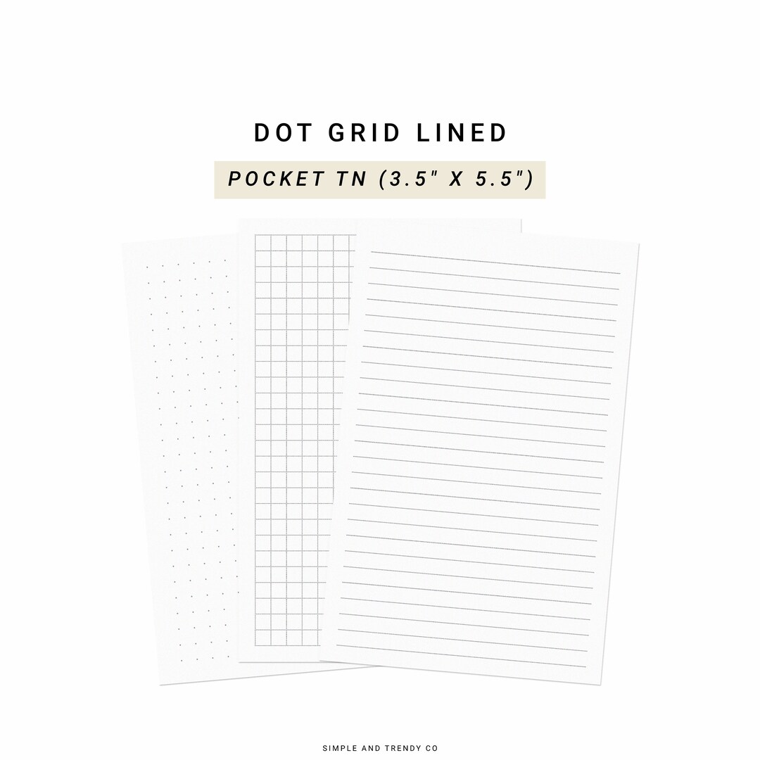 Dot Grid Lined Paper Pocket TN, Printable Writing Paper Notes, Study ...