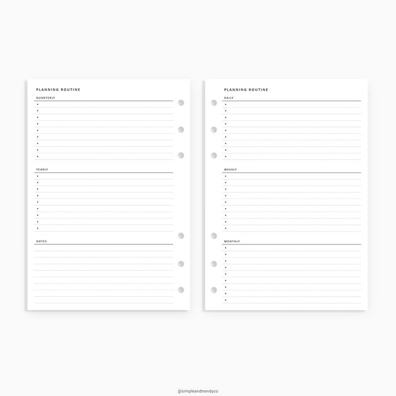 Planning Routine Printable Personal Wide | Etsy