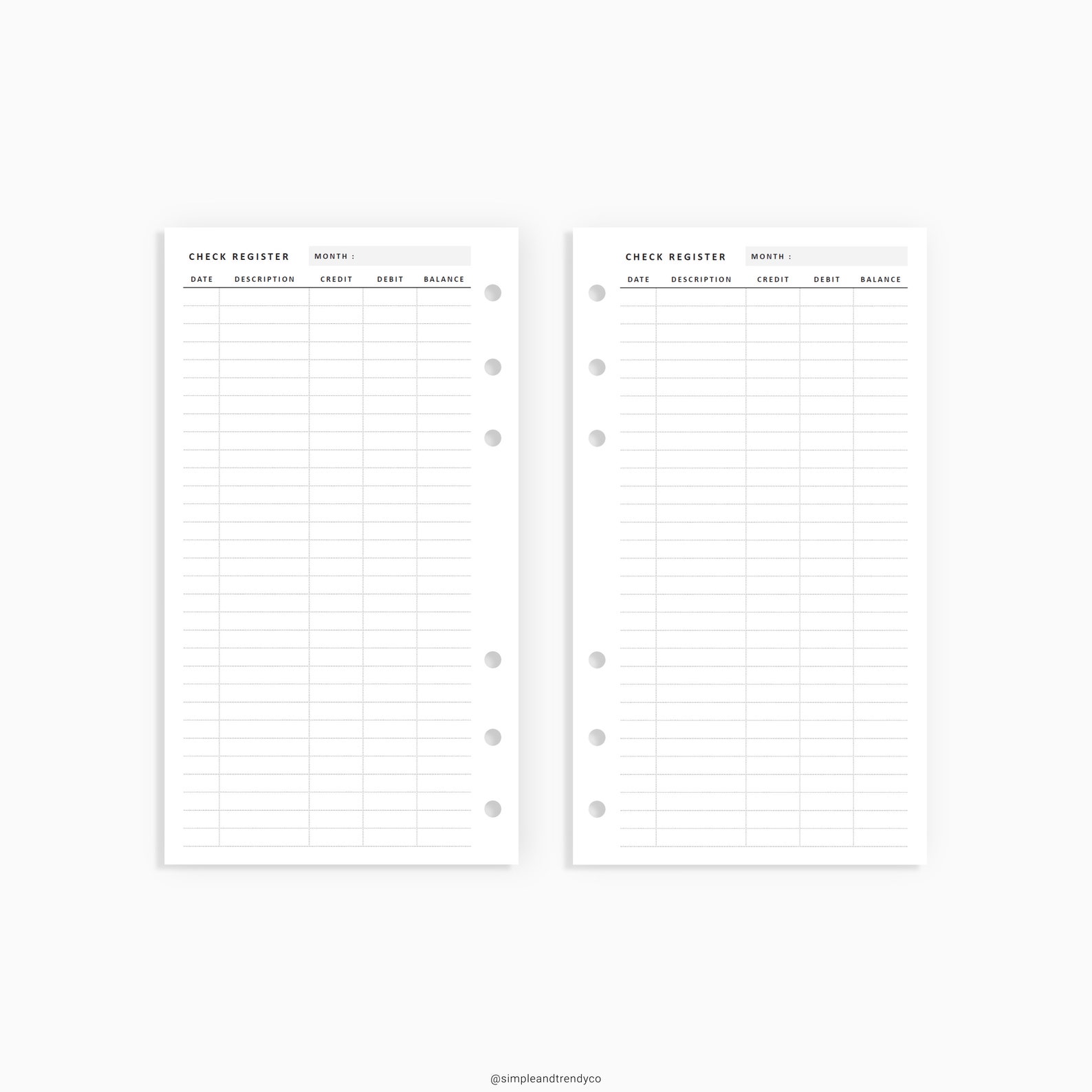 Checking Register Personal Planner Inserts Checkbook | Etsy