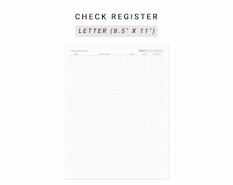 Check Register Printable Bujo Insert Productivity Planner - Etsy