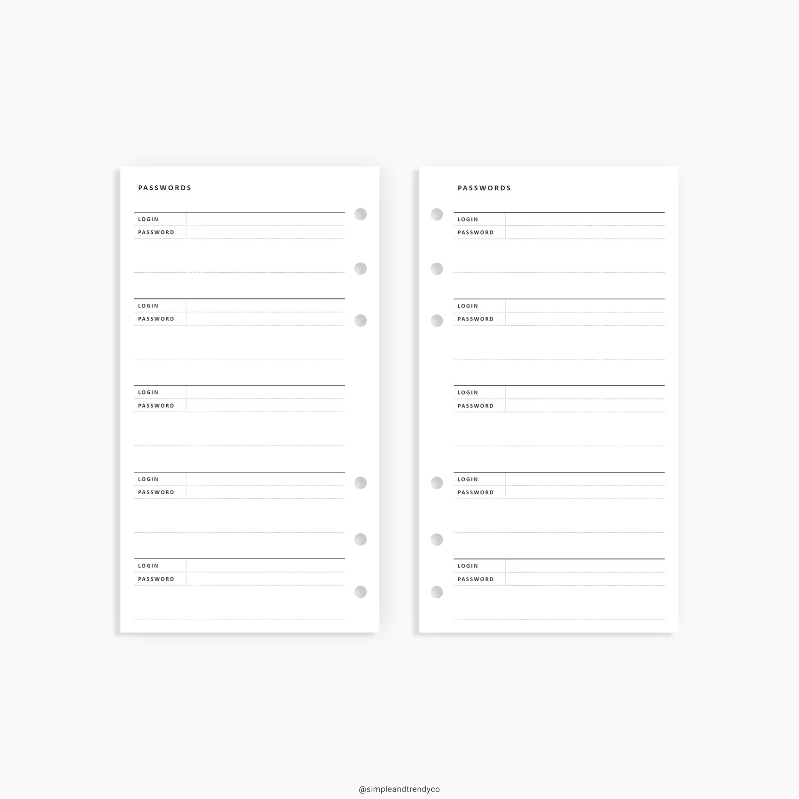 Printable Password Log Personal Planner Inserts Password | Etsy
