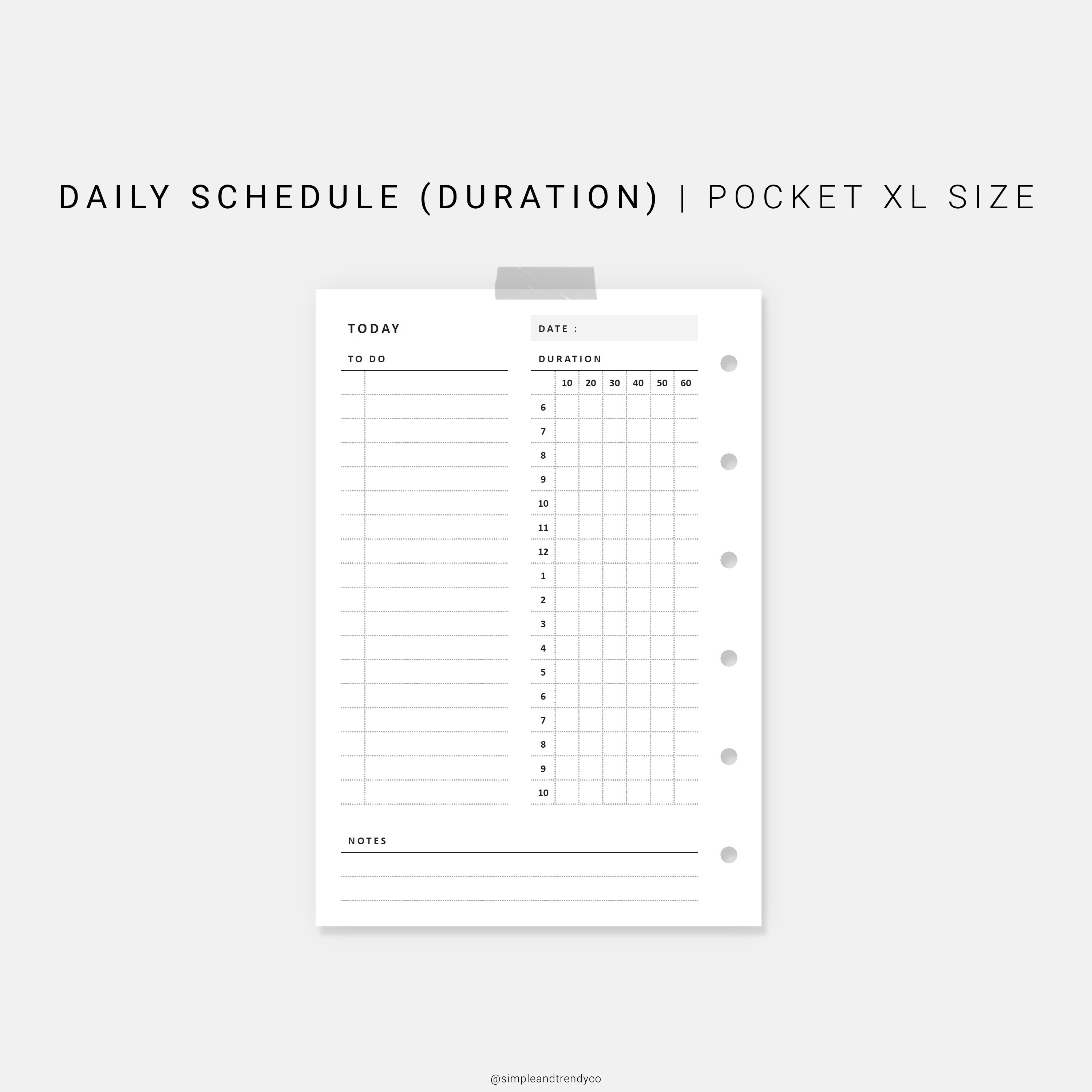 Daily Planner Printable Pocket XL Daily Organizers Daily | Etsy