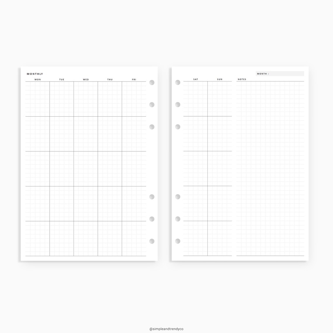 Monthly Planner Printable A5 Planner Inserts Undated Monthly | Etsy