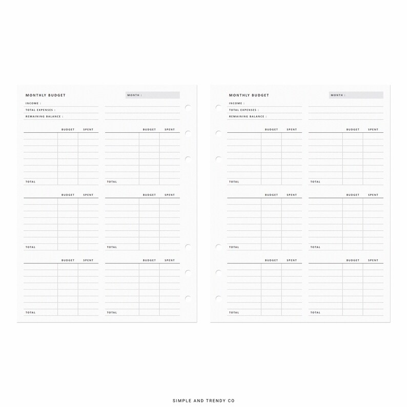 B6 Inserts Budget Planner Printable Monthly Budget Template - Etsy