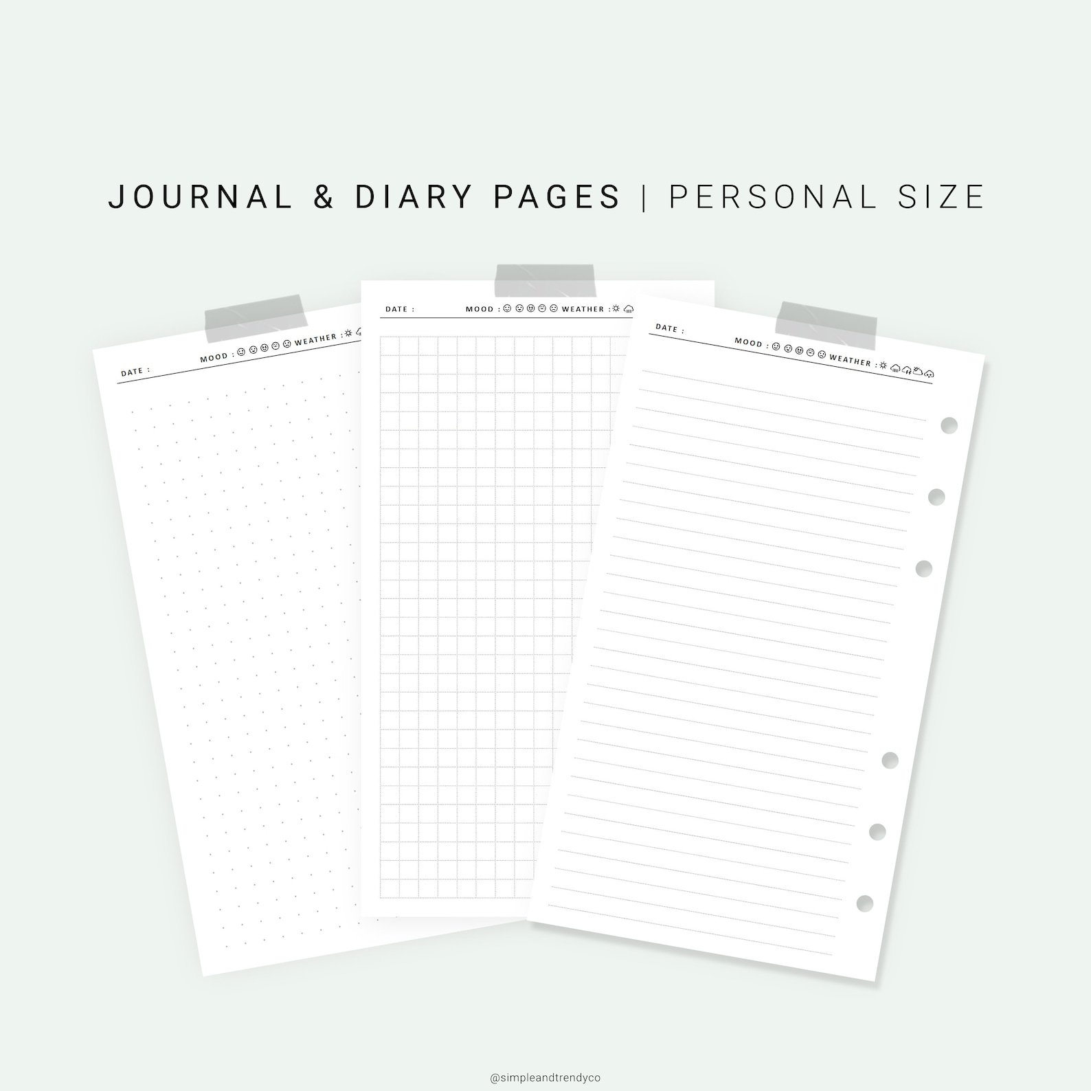 Printable Diary Pages Travel Journal Personal Planner | Etsy