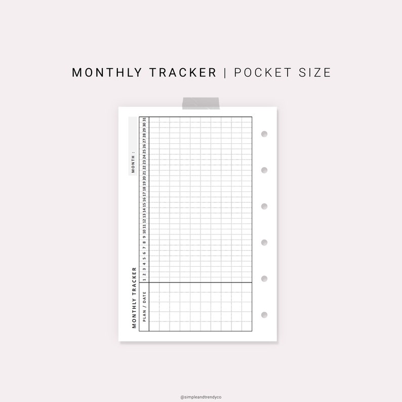 Monthly Goal Tracker Habit Tracker Printable Pocket Size | Etsy