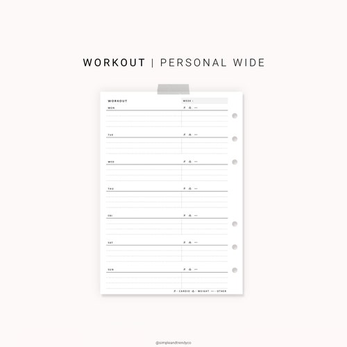 Workout Tracker Personal Wide Printable Weekly Workout Plan | Etsy