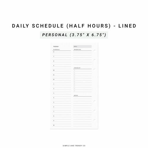 Daily Planner Personal Printable Inserts 24hours Schedule - Etsy