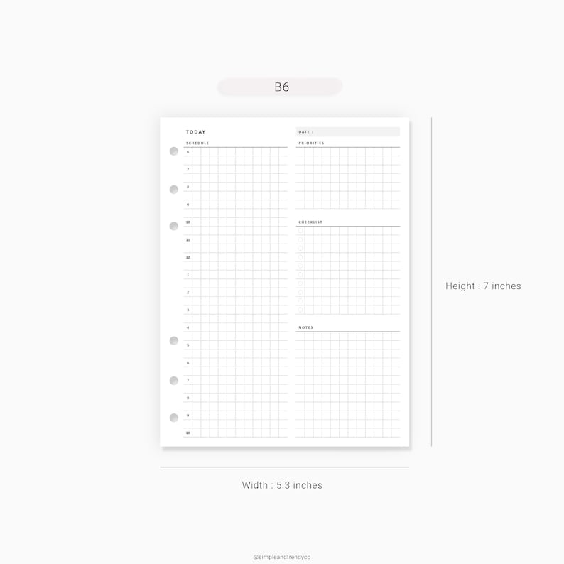 Daily Planner Printable B6 Inserts Daily Planners Half Hour | Etsy