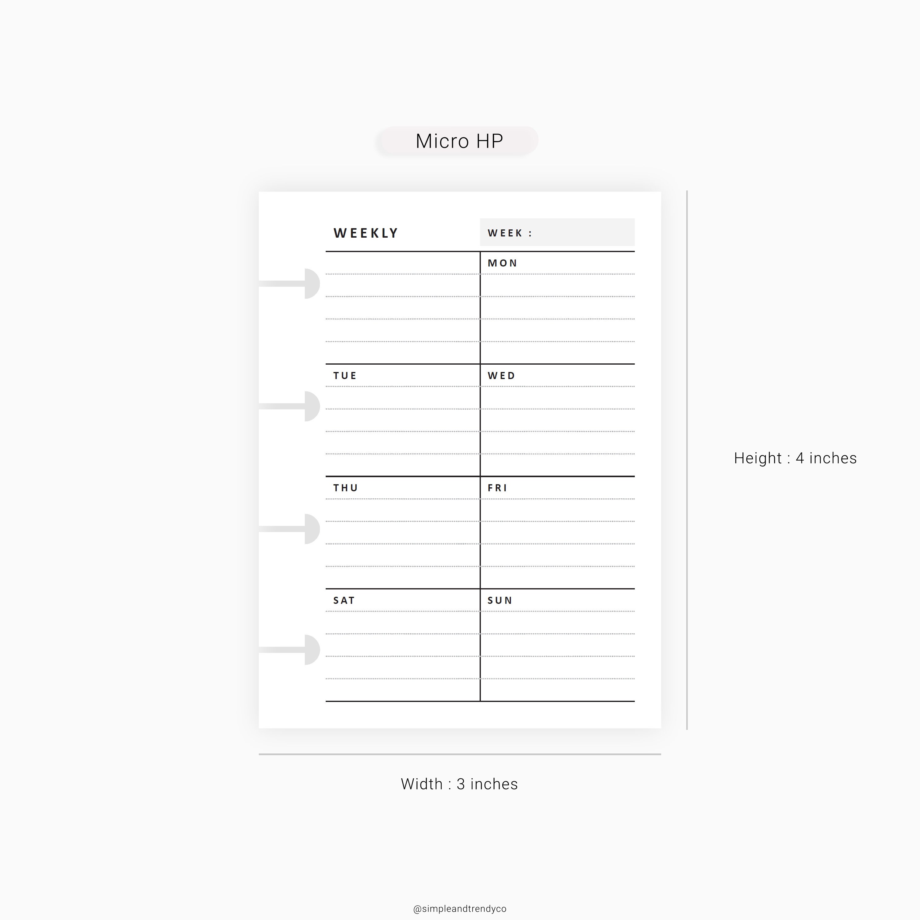 Week on One Page Printable Micro Happy Planner Weekly 1 Page | Etsy