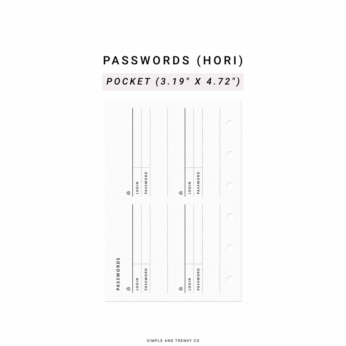 Printable Password Log Pocket Size Password Keeper Password - Etsy