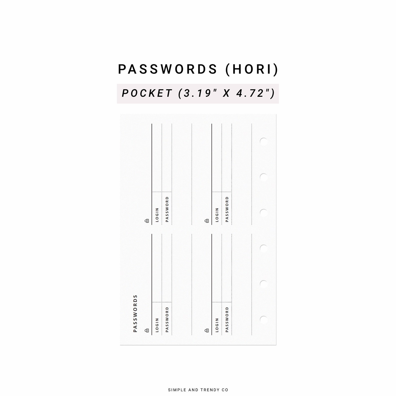 Printable Password Log Pocket Size Password Keeper Password - Etsy