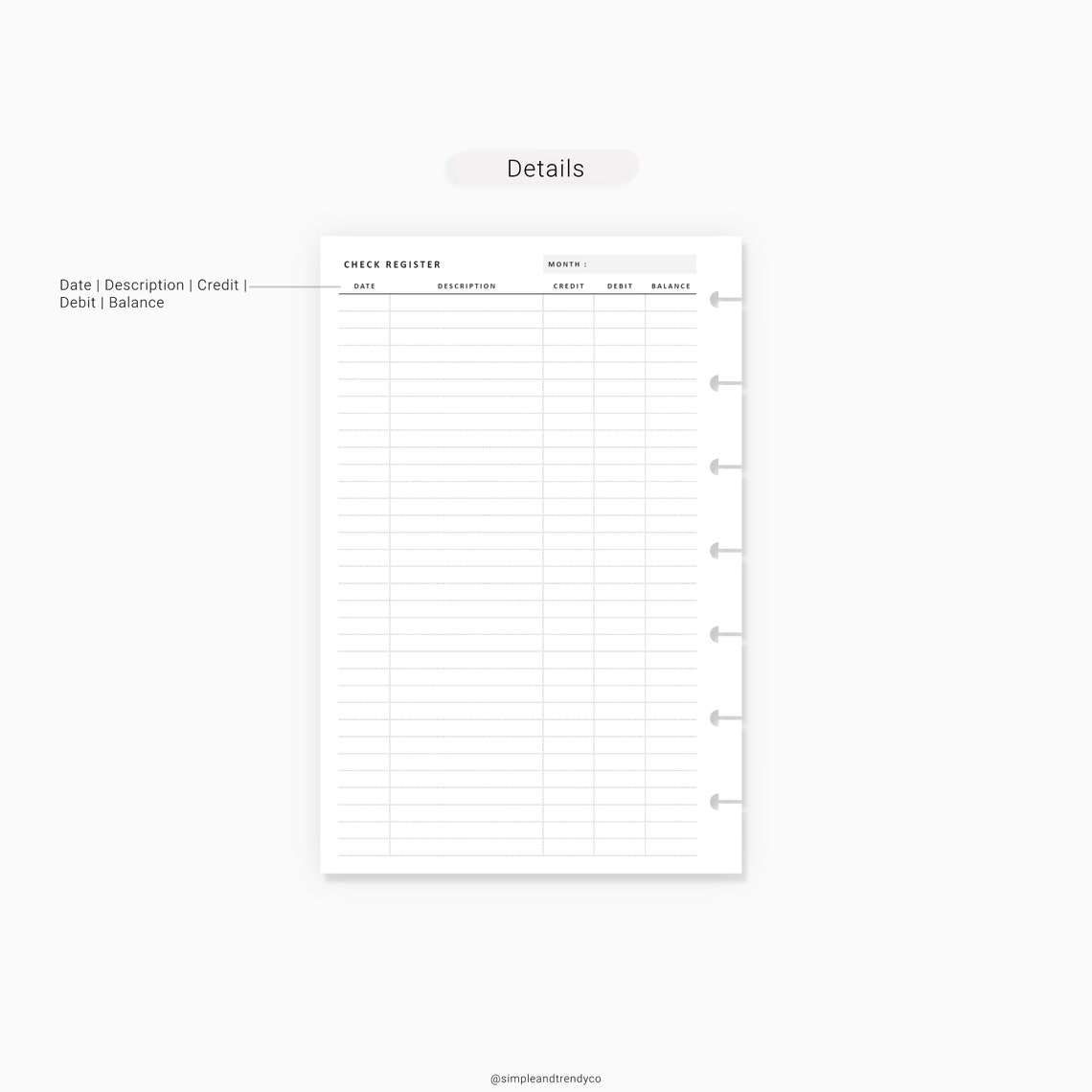 Checking Register Happy Planner Mini Checkbook Register | Etsy