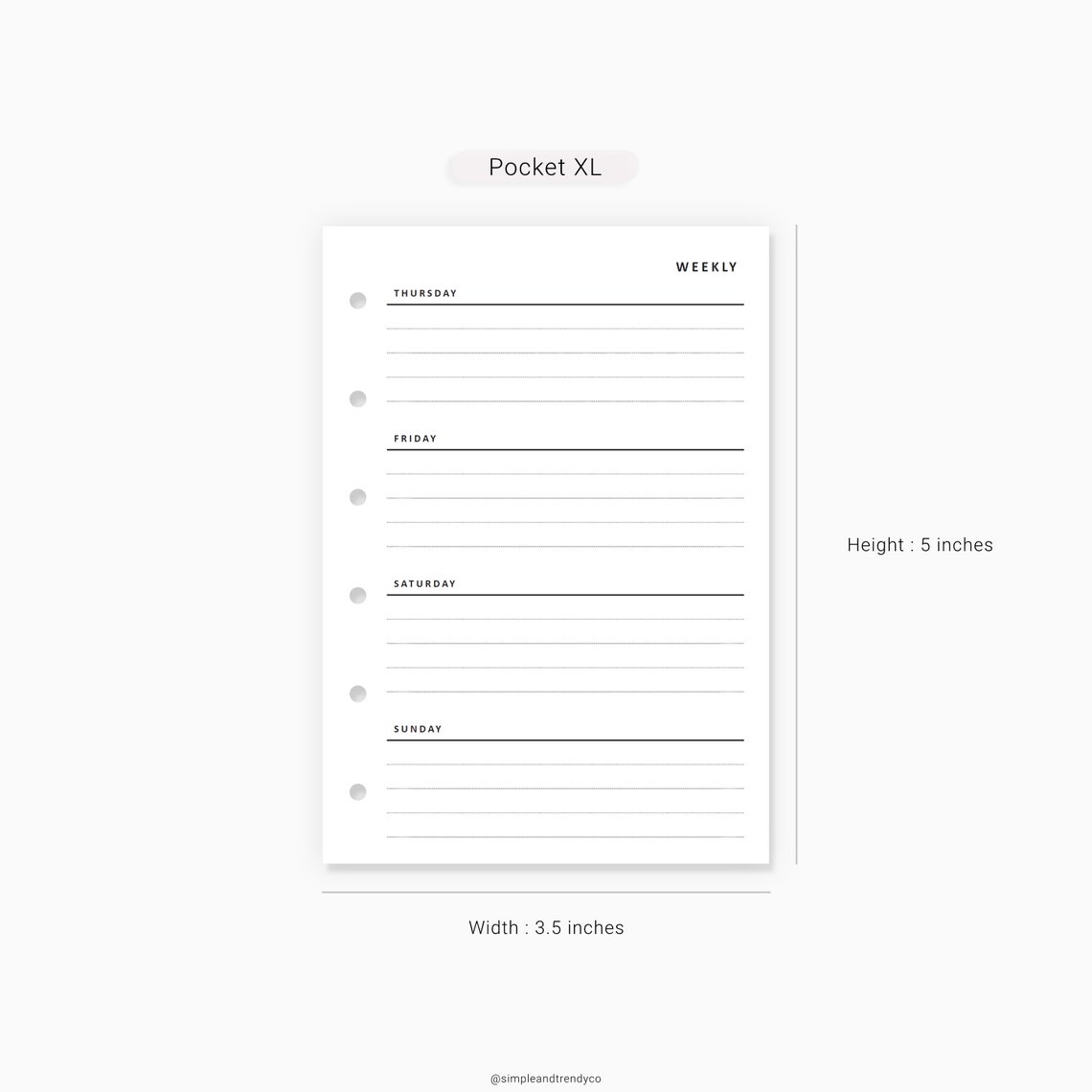 Weekly Planner Printable Pocket XL Weekly Schedule Printable | Etsy