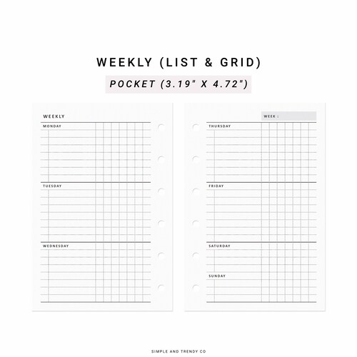 Weekly Planner Printable Pocket Size Weekly to Do Checklist - Etsy
