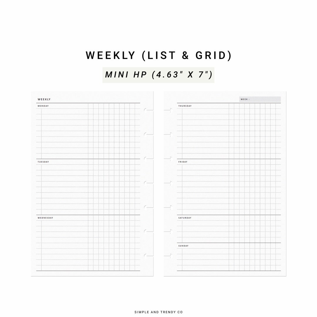 Weekly Planner Printable Happy Planner Mini, Weekly to Do Checklist ...