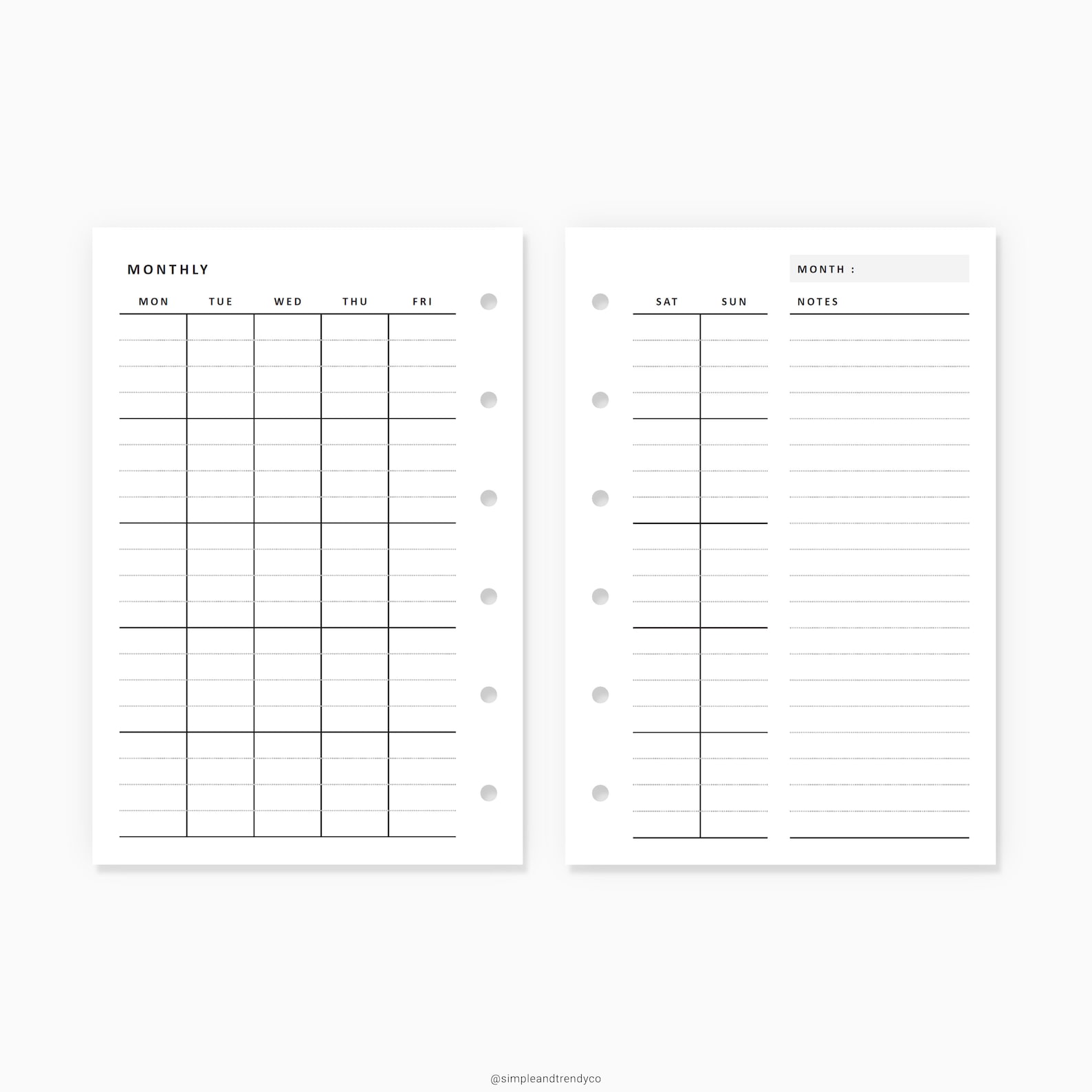 Monthly Planner Printable Pocket Size Undated Monthly Plan | Etsy