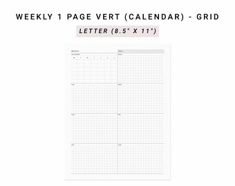 A4, US Letter Size Undated Week on One Page Planner, Printable ...