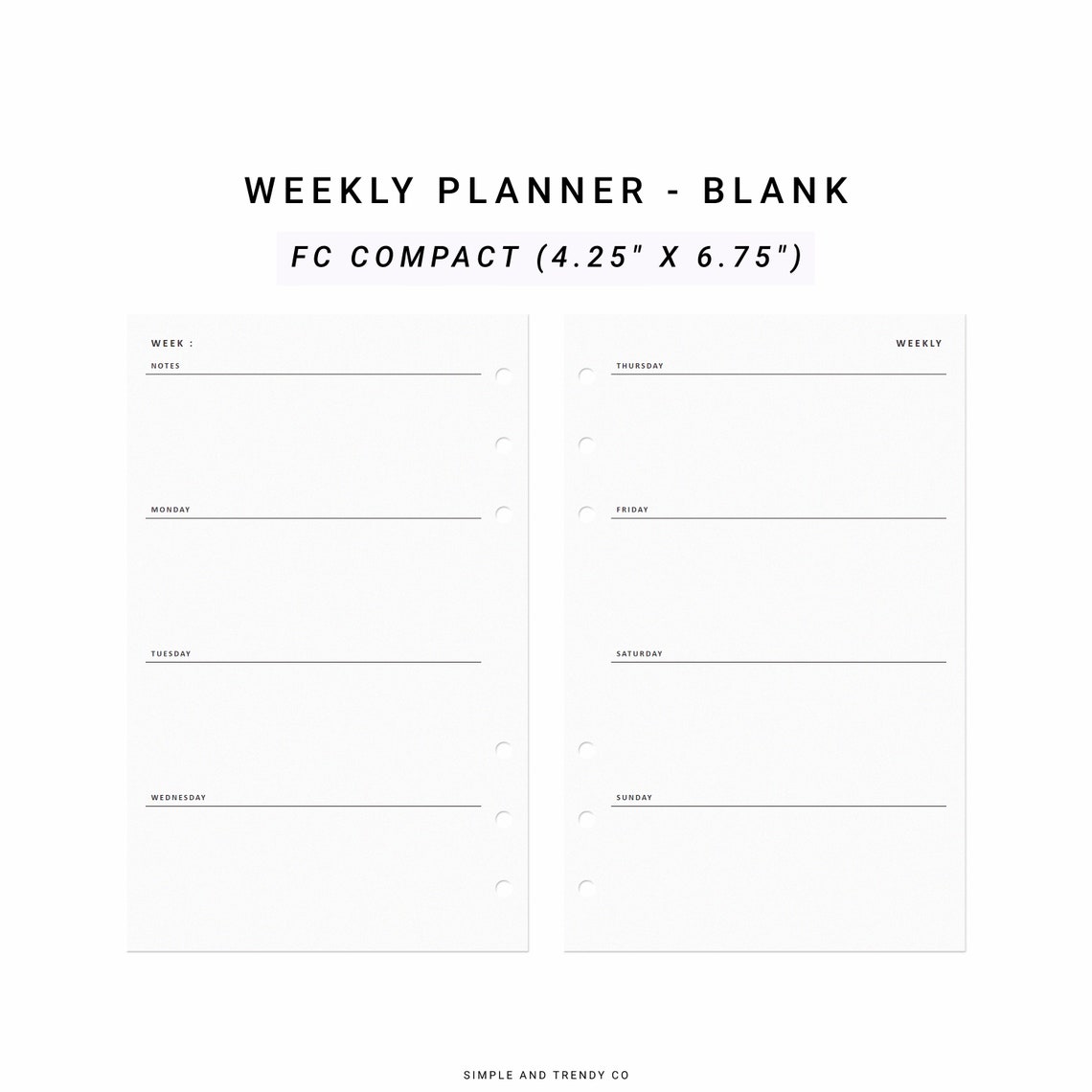 FC Compact Weekly Planner Printable Weekly Schedule - Etsy