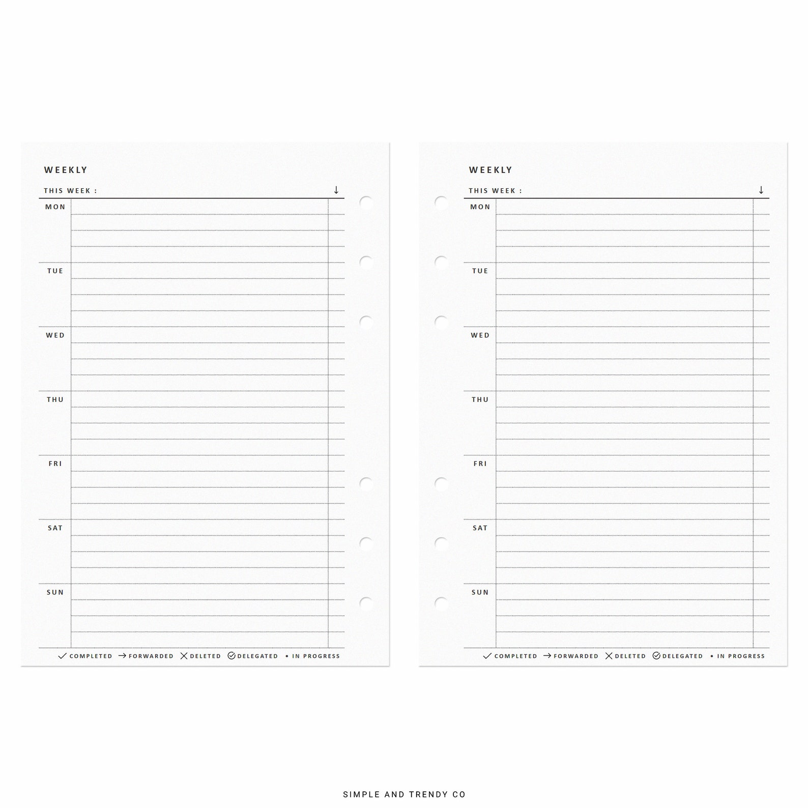 Weekly Planner Printable A6 Inserts Weekly Agenda Weekly - Etsy