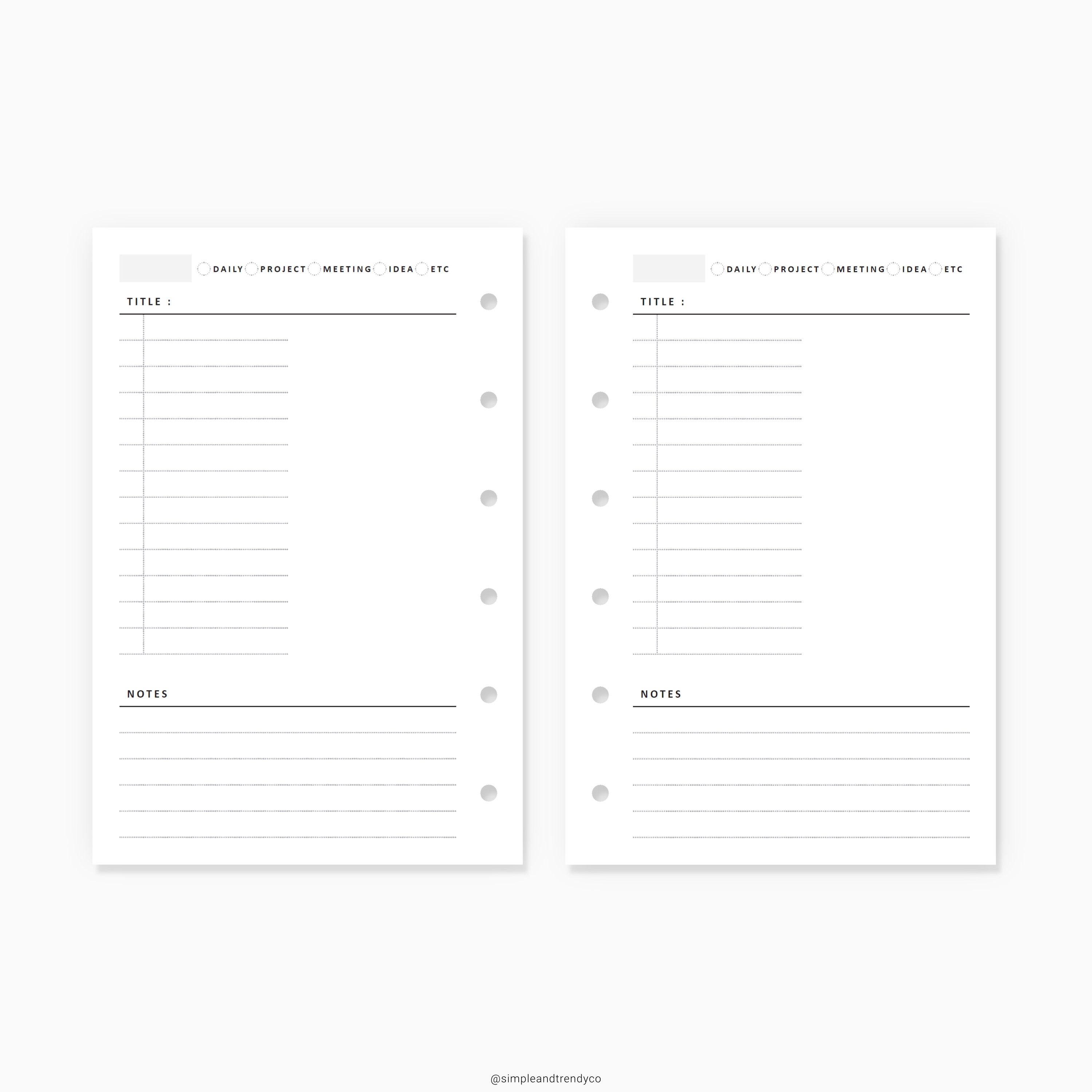 Project Planner Pocket Size Printable Daily Planner Ideas | Etsy