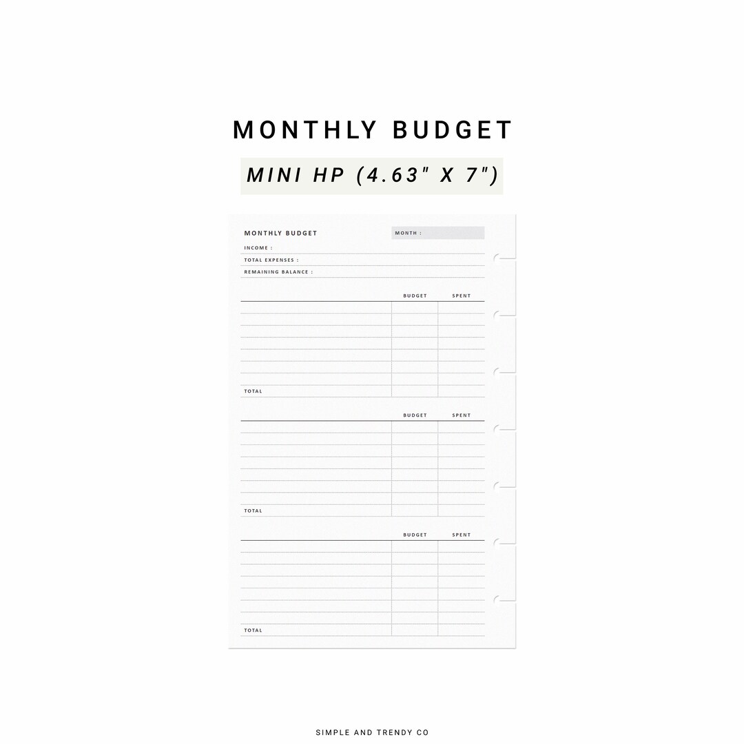 Budget Planner Printable Happy Planner Mini, Monthly Budget Template ...