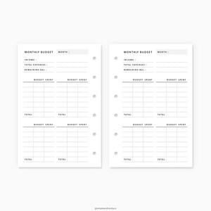 Budget Planner Printable Pocket Size Monthly Budget Template | Etsy