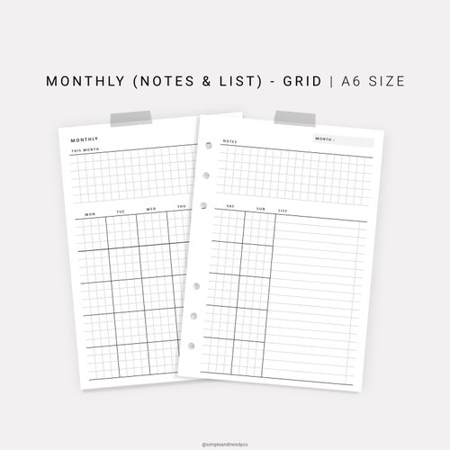 A6 Ring Inserts Printable A6 Ring TN Planner Printable | Etsy