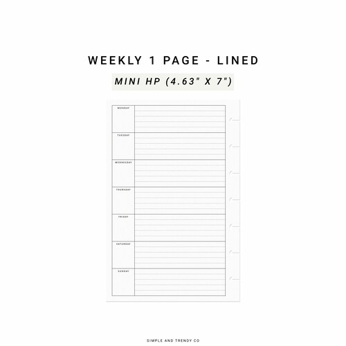 Week on 1 Page WO1P Horizontal Weekly Planner Printable Happy - Etsy