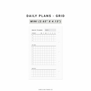 Daily Planner Printable Mini Size, Filofax Mini, Daily Organizer, Daily ...