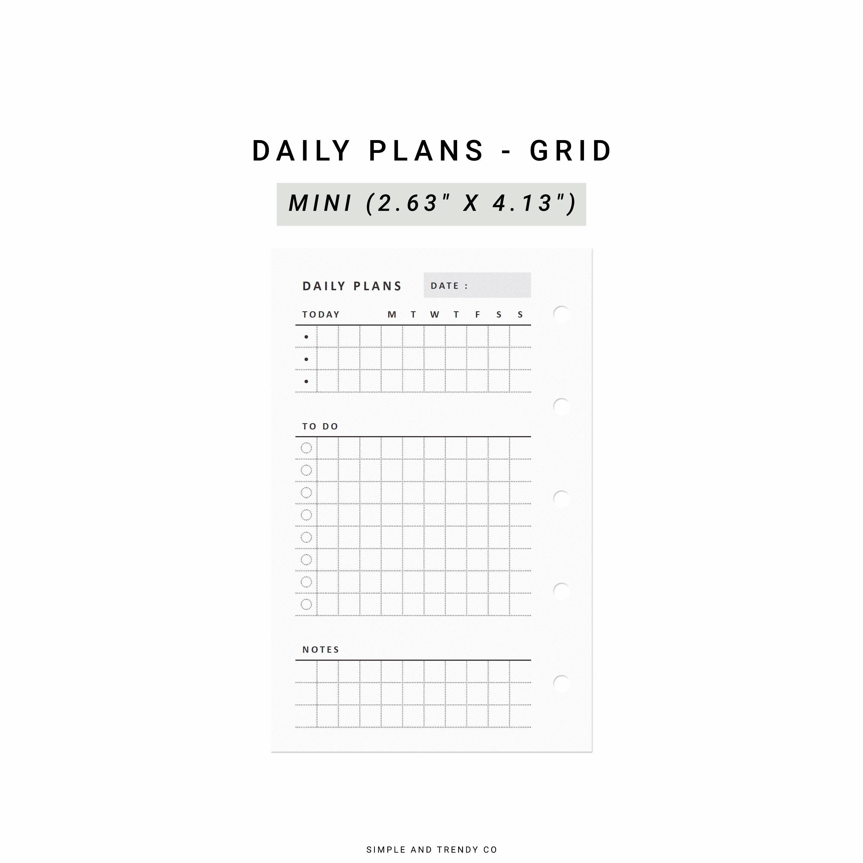 Daily Planner Printable Mini Size Filofax Mini Daily - Etsy
